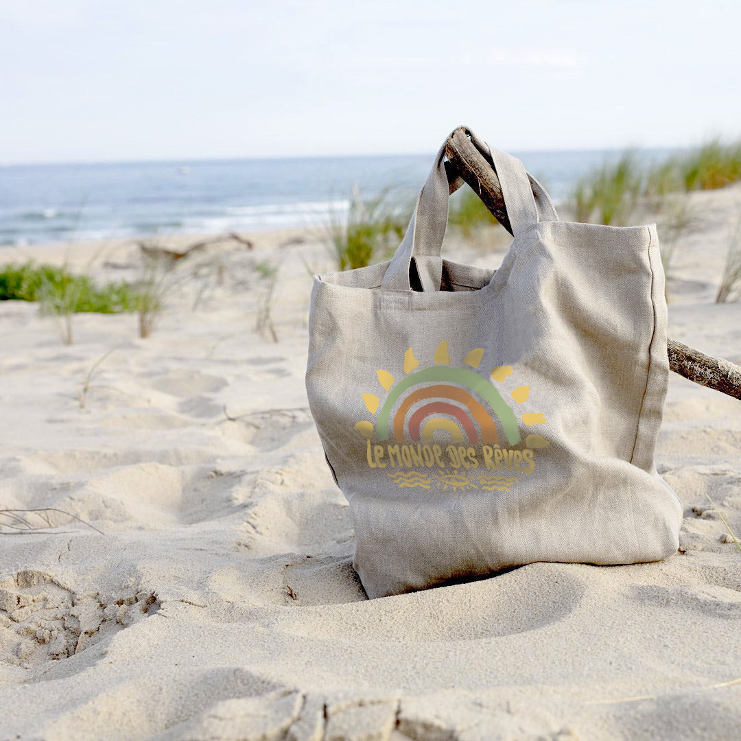 Poche en lin « Le Monde des Rêves » - Collaboration Flo Delavega x PAï – Casa Del Arbol